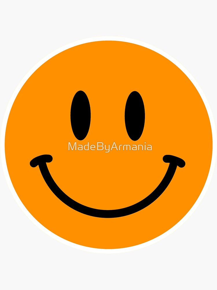 "Orange Smiley Face" Sticker for Sale by MadeByArmania | Redbubble