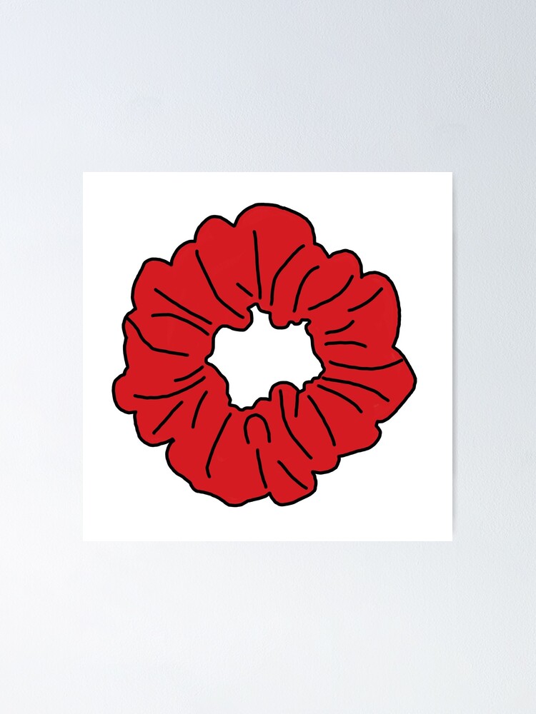 "Red scrunchie sticker" Poster by jessamine08 | Redbubble