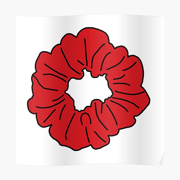 "Red scrunchie sticker" Poster by jessamine08 | Redbubble