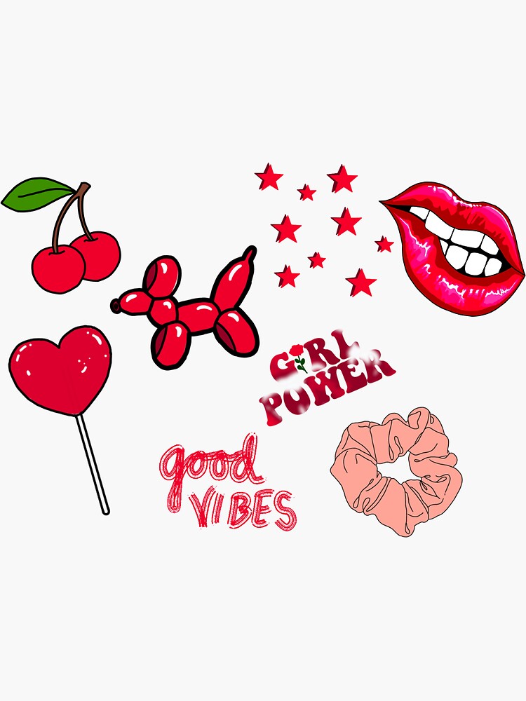 "Red sticker pack" Sticker for Sale by mariieetremblay | Redbubble