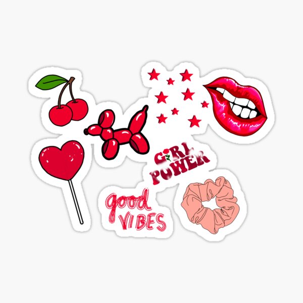 "Red sticker pack" Sticker for Sale by mariieetremblay | Redbubble
