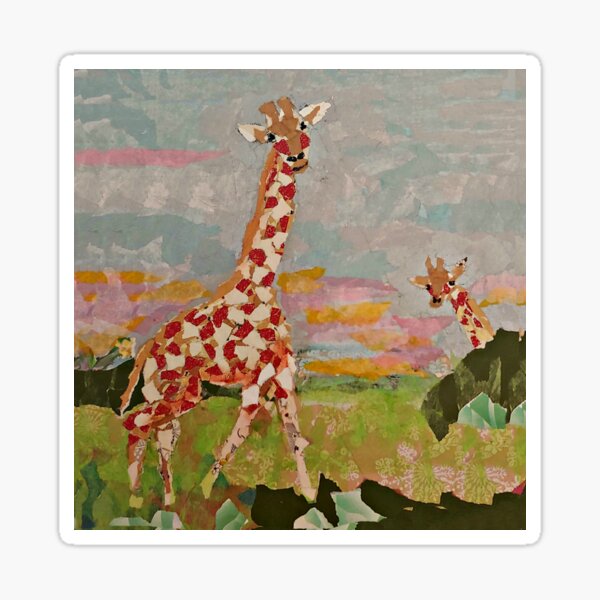 "Torn Paper Giraffes" Sticker by RDBcreations | Redbubble