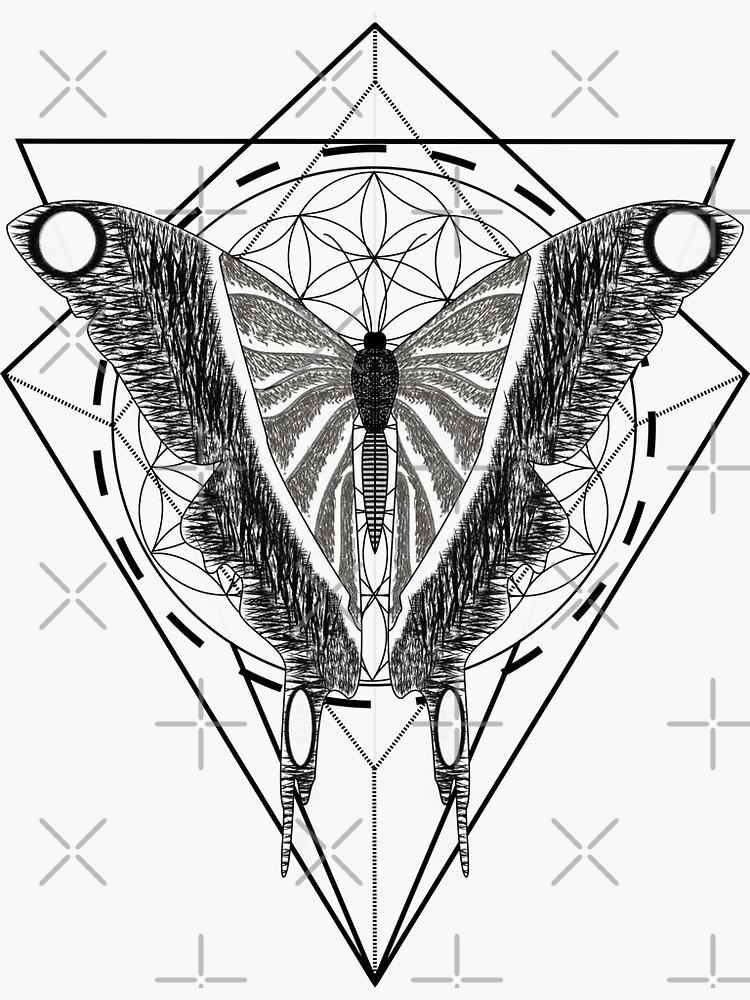 "Sacred Geometry Moth" Sticker by Devin-FK | Redbubble