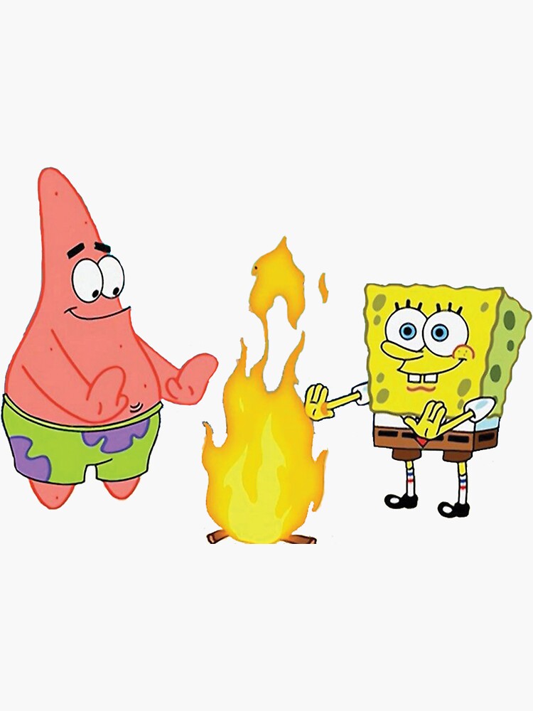 "Patrick and Spongebob Campfire" Sticker for Sale by GreyDayGraphics ...