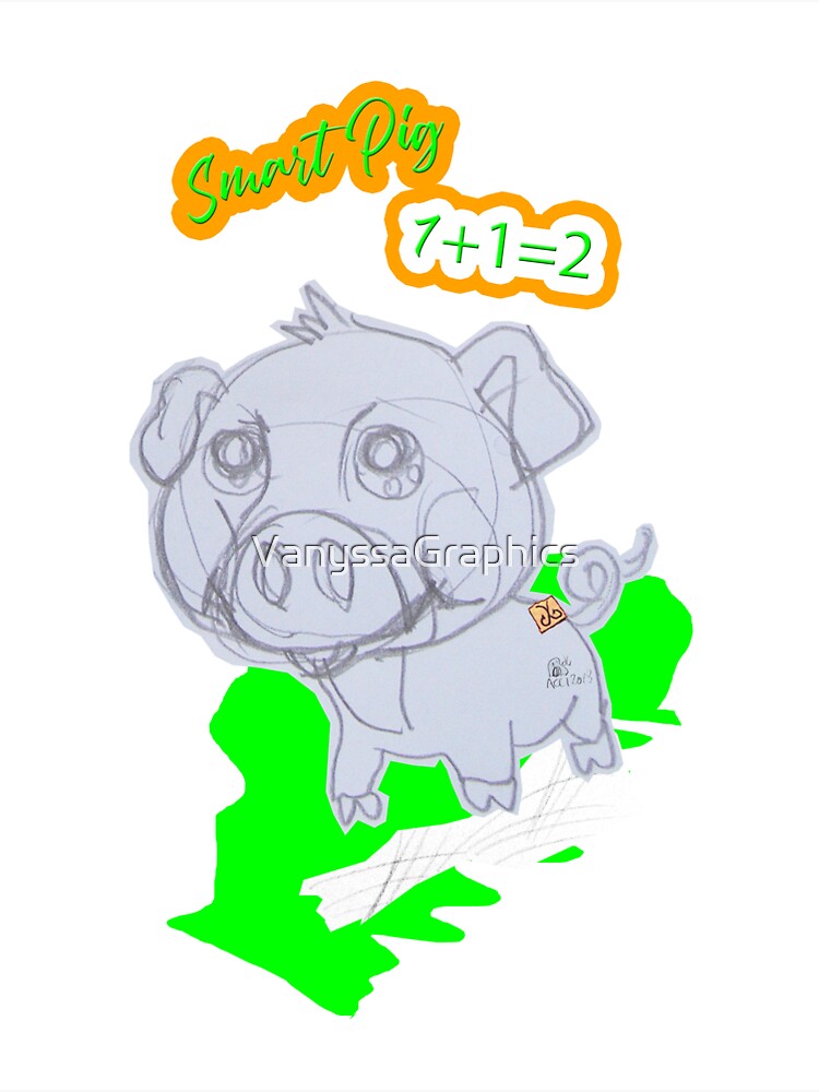 "Smart Pig - 1 + 1 = 2 (drawing by ACCI)" Sticker for Sale by ...