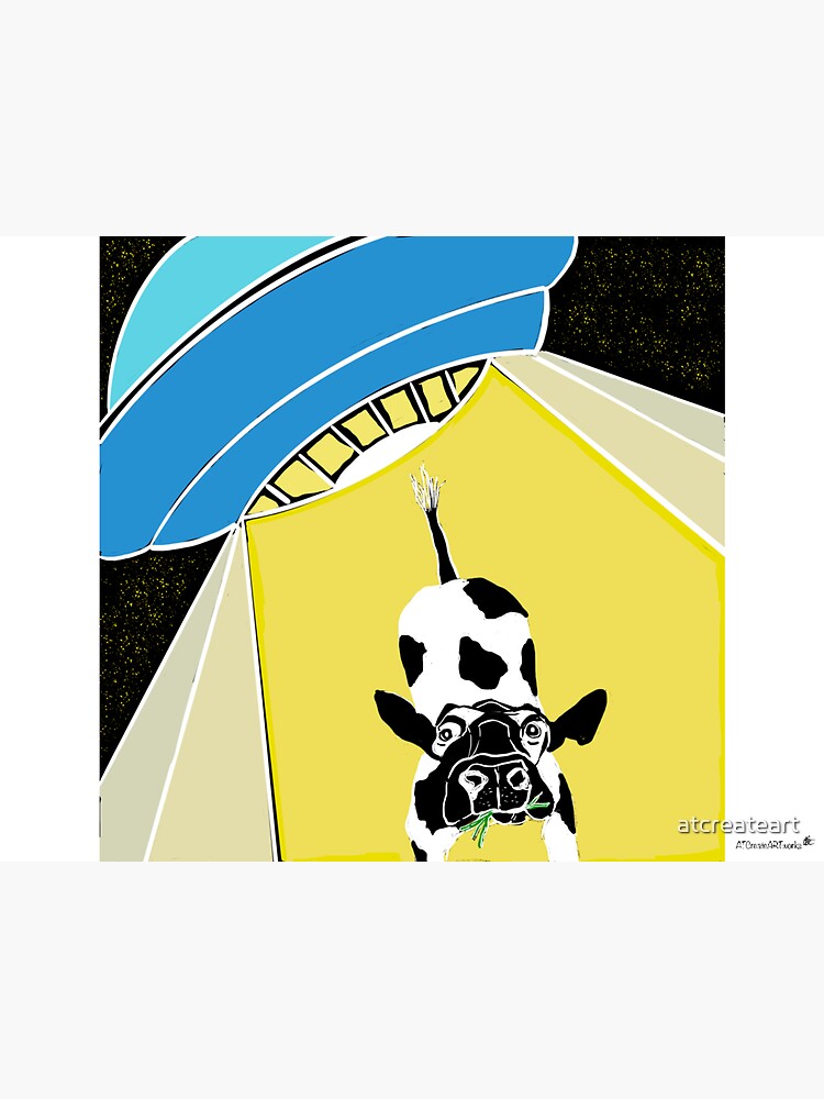 "Funny Cow UFO Art" Sticker for Sale by atcreateart | Redbubble