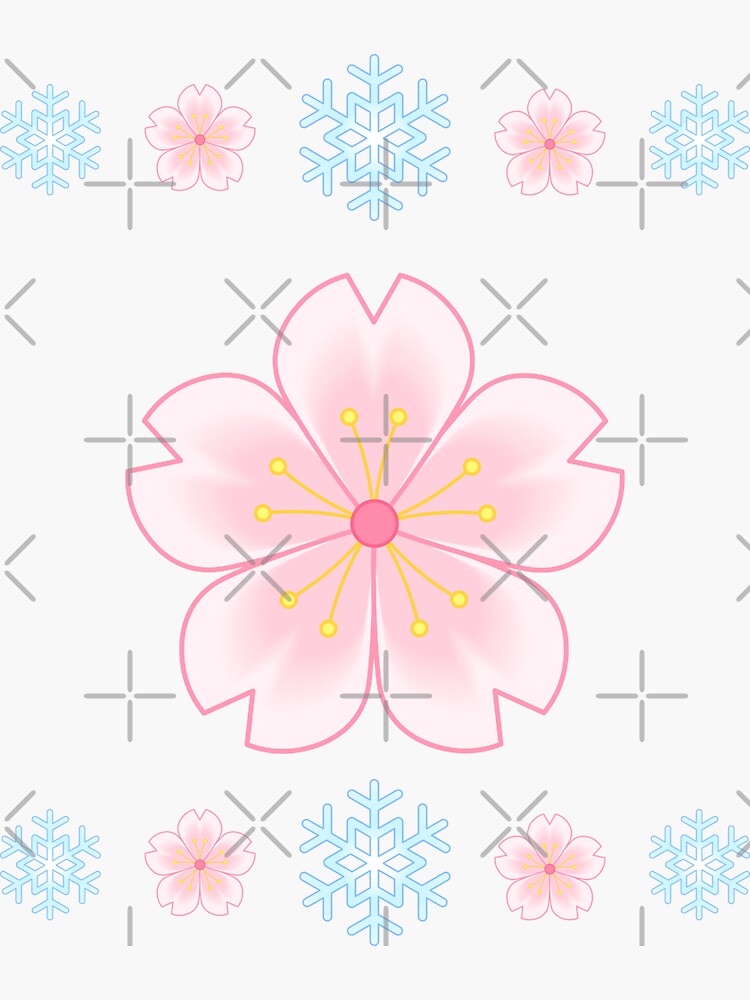 "Sakura and Snowflakes: Sakura" Sticker for Sale by Emeradia | Redbubble