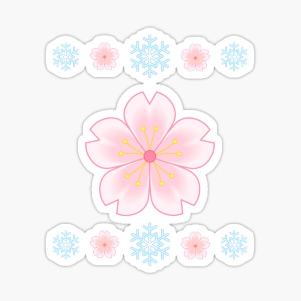 "Sakura and Snowflakes: Sakura" Sticker for Sale by Emeradia | Redbubble