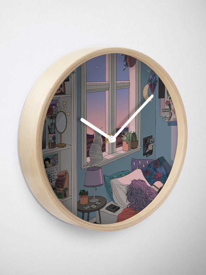 "Early Morning" Clock for Sale by kelseydraws | Redbubble