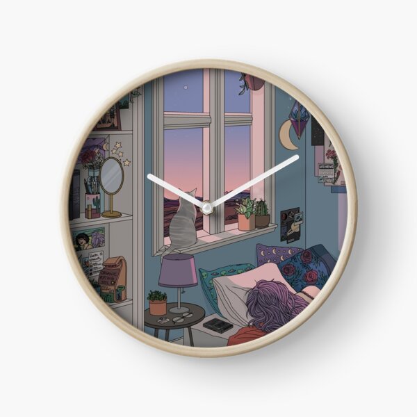 "Early Morning" Clock for Sale by kelseydraws | Redbubble
