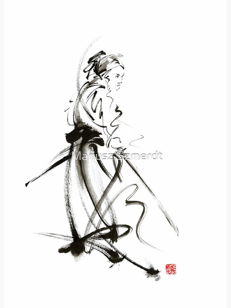 "Samurai sword bushido katana martial arts sumi-e original ink painting ...