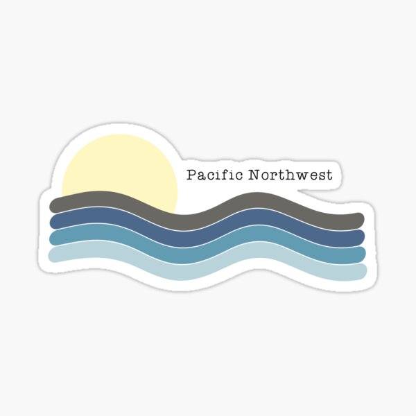 "Pacific Northwest- Wavy" Sticker by elliedoodles | Redbubble