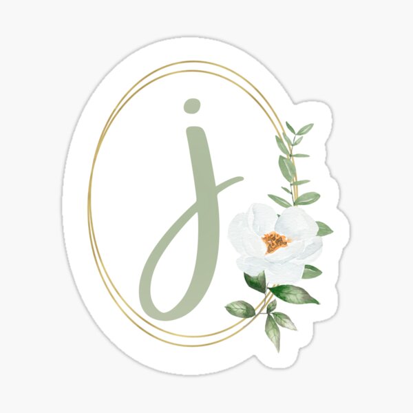 "Monogram Floral Green Initial J" Sticker for Sale by amandachex02 ...