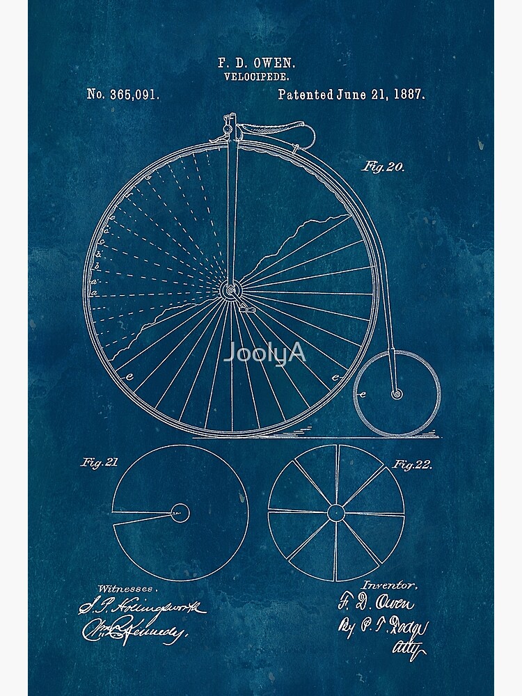 "Blueprint Penny Farthing Patent" Poster by JoolyA | Redbubble