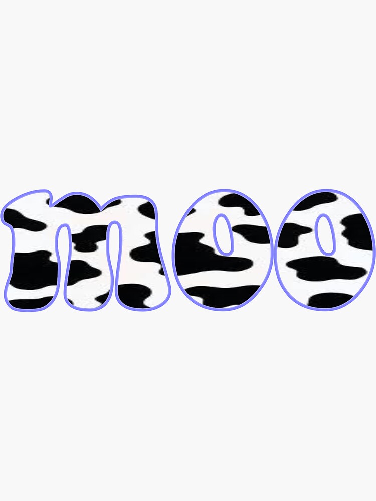 "light blue cow print moo quote" Sticker for Sale by jjuliastickers ...