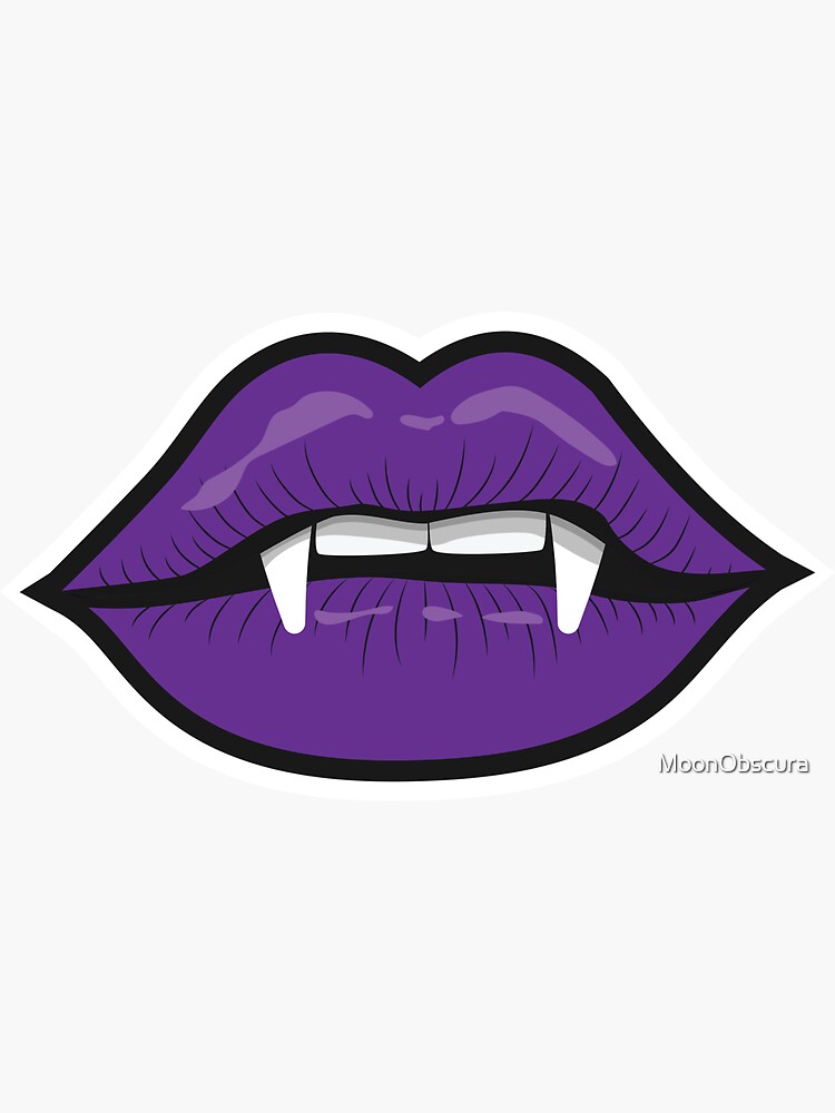 "Purple Vampire Fang Lips" Sticker for Sale by MoonObscura | Redbubble