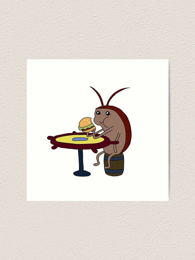"Spongebob cockroach eating krabby patty" Art Print for Sale by ...