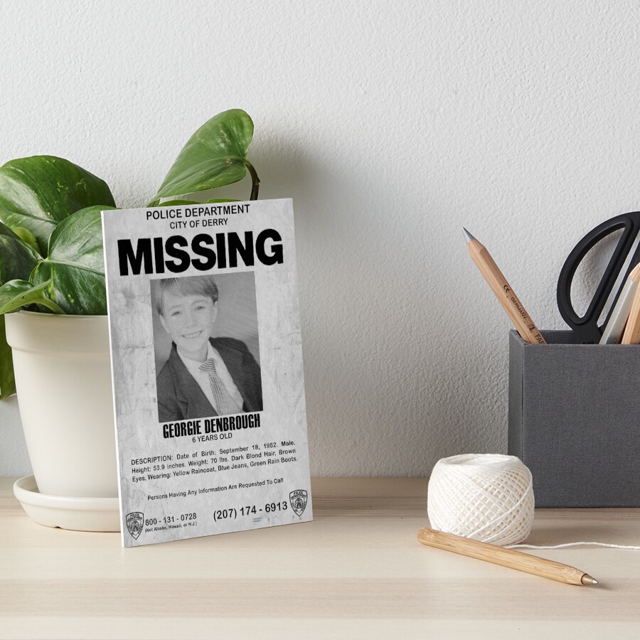 "IT Missing Poster - Georgie Denbrough" Art Board Print by muldeeni ...