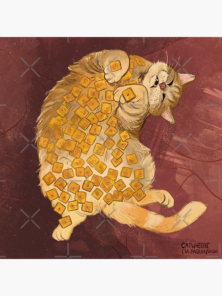 "Cheesy Chonker: Day 57 Daily Cat Drawing" Sticker for Sale by ...