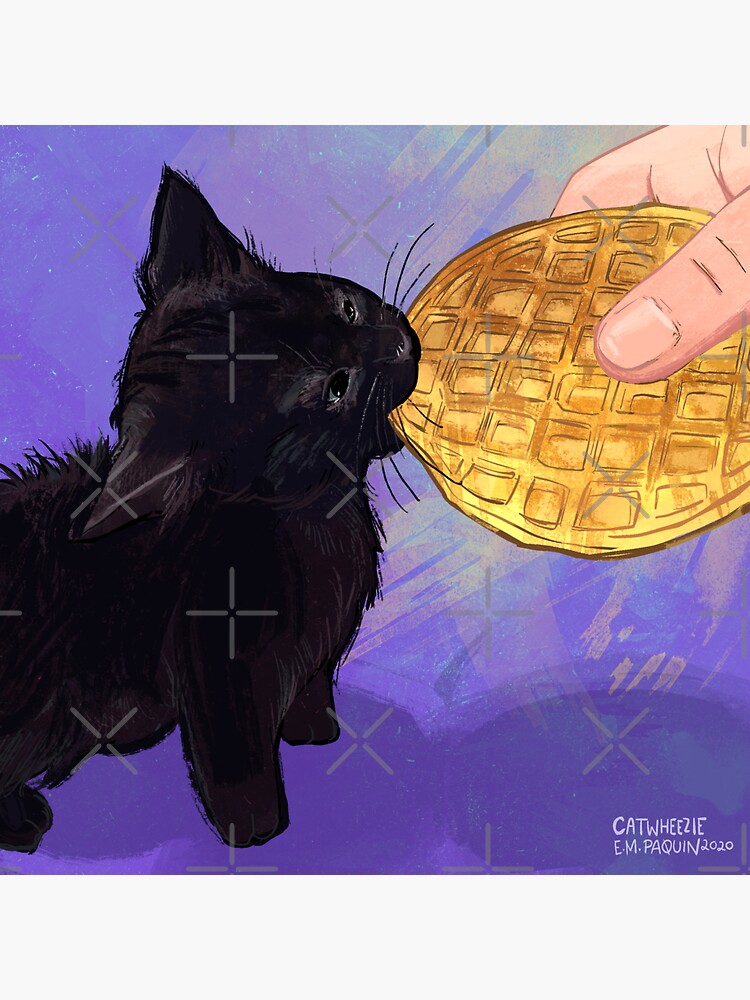 "Waffle cat: Daily cat drawing 61" Sticker for Sale by emwheezie ...