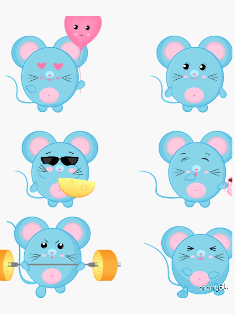 "mouse life blue mouse cute funny mouse graphic design" Sticker for ...