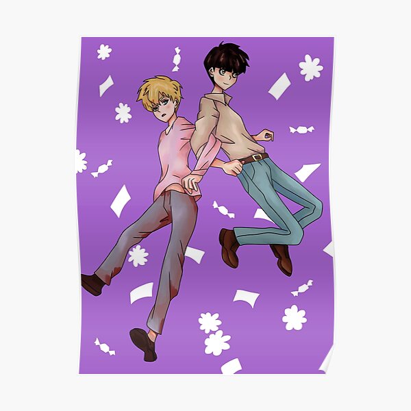 "Reigen and Mob as Kids Flying" Poster by mandydelfsart | Redbubble