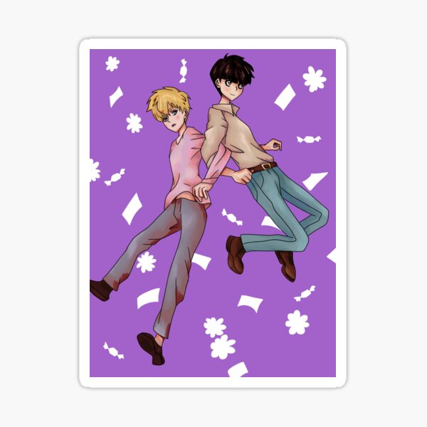 "Reigen and Mob as Kids Flying" Sticker for Sale by mandydelfsart ...