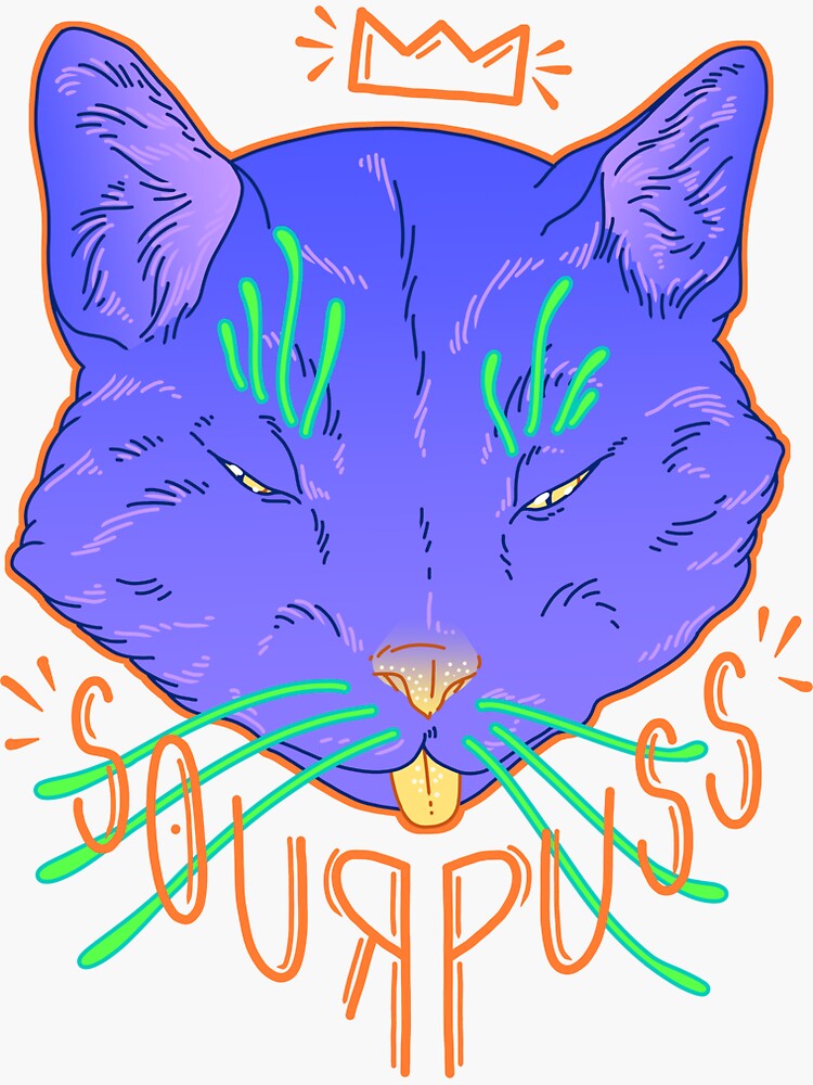 "Sourpuss" Sticker by ohmyquadgoblin | Redbubble