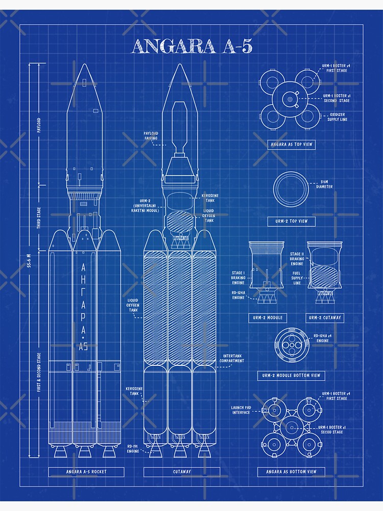 "Angara 5 (Blueprint - English) Vertical Version" Sticker for Sale by ...