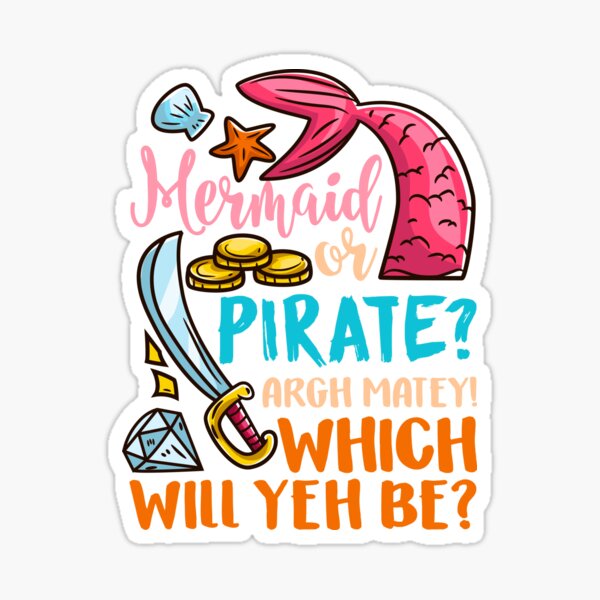 "Pink or Blue - Mermaid or Pirate - Gender Reveal Party" Sticker by ...