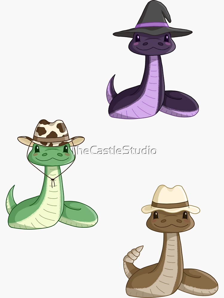 "Snakes in Hats" Sticker for Sale by TheCastleStudio | Redbubble