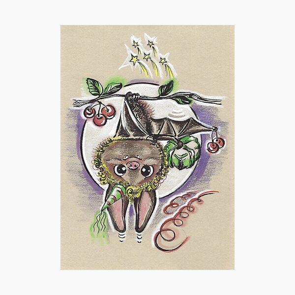 "Happy Birthday, Little Bat. Hand-drawn greeting card." Photographic ...