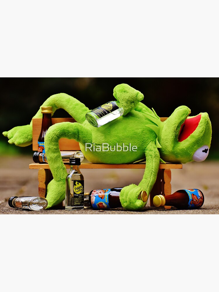 "Alcoholic Frog" Sticker for Sale by RiaBubble | Redbubble