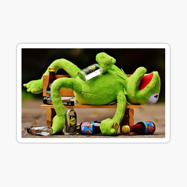 "Alcoholic Frog" Sticker for Sale by RiaBubble | Redbubble