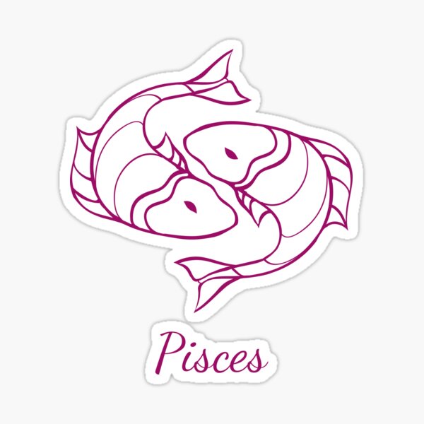 "Pisces Pink Sketch Zodiac Design" Sticker for Sale by tkarhou | Redbubble