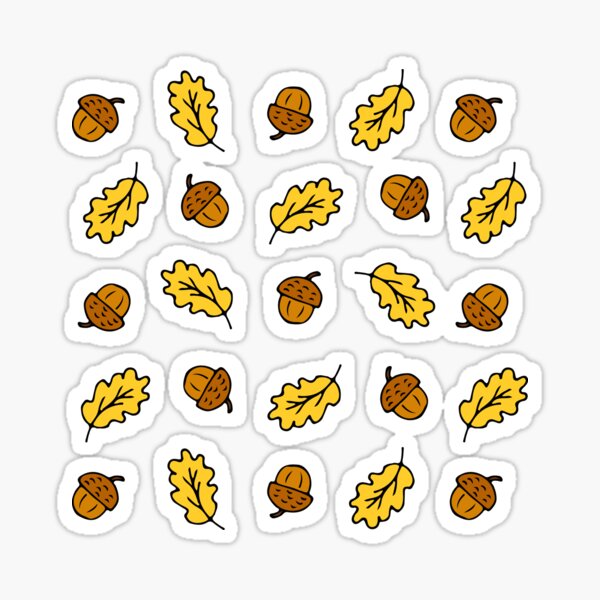 " Autumn pattern with oak leaves and acorns." Sticker by GulArt | Redbubble