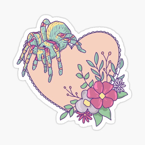 "Cute Tarantula Spider Art - Heart and Flowers" Sticker for Sale by ...