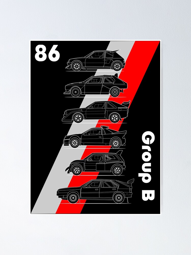 "Group B rallycars grey and red" Poster for Sale by purpletwinturbo ...
