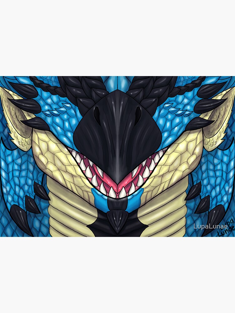 "Azure Rathalos Monster Hunter World Dragon " Sticker for Sale by ...