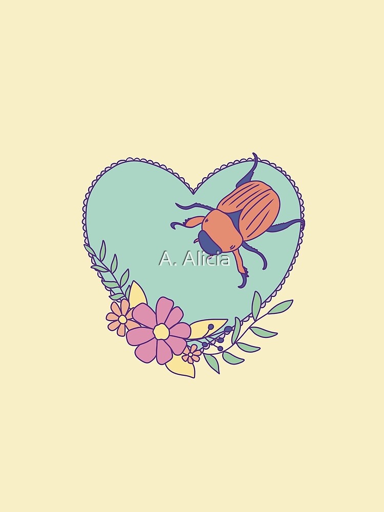 "Cute June Bug Beetle Art Heart and Flowers" Sleeveless Top for Sale by ...