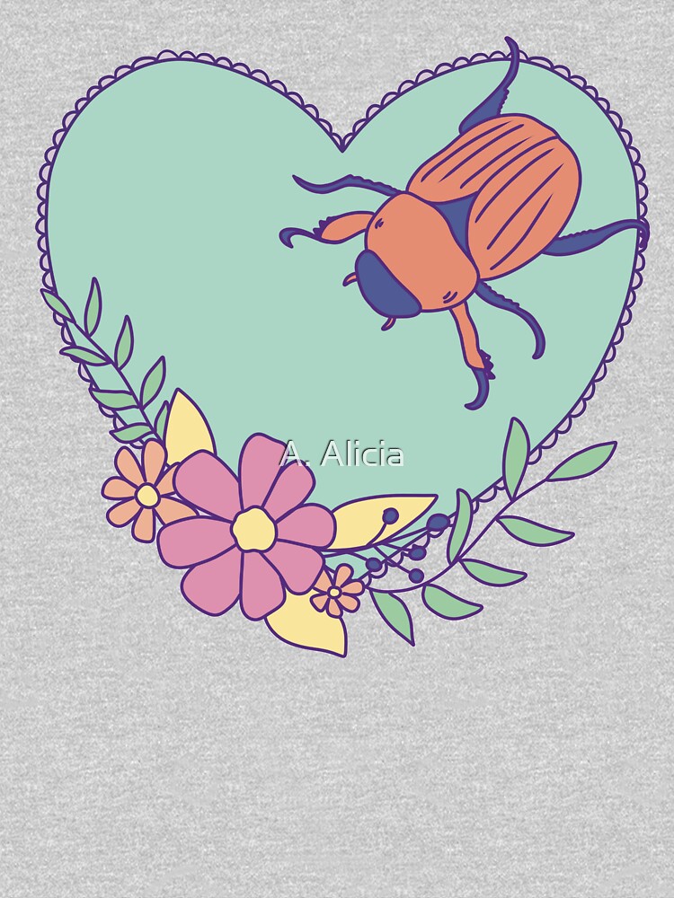 "Cute June Bug Beetle Art Heart and Flowers" Toddler Pullover Hoodie ...