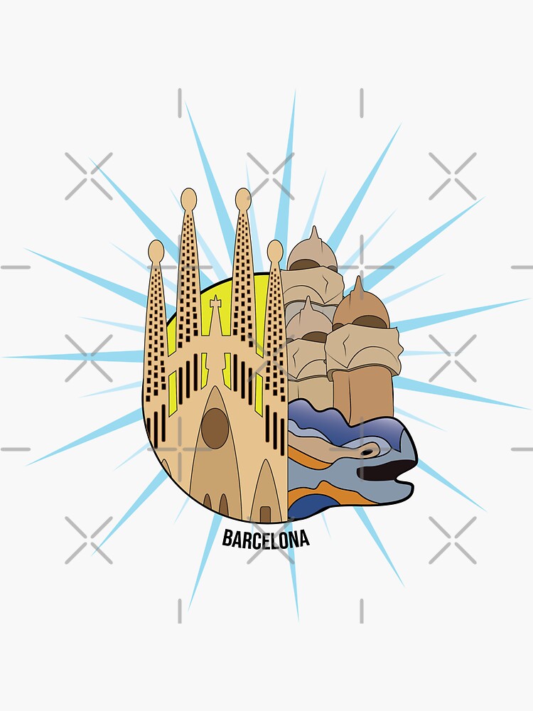 "Barcelona, Spain - Antoni Gaudi Inspired Art" Sticker by DesigningLife ...