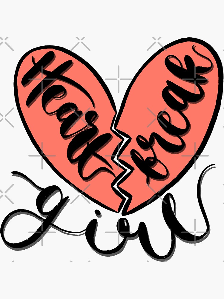 "HEARTBREAK GIRL" Sticker for Sale by charliebeeart | Redbubble