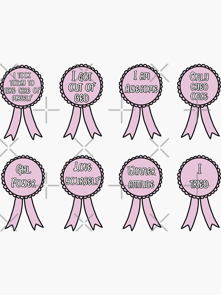 "pink motivational award pack" Sticker for Sale by funandquirky | Redbubble