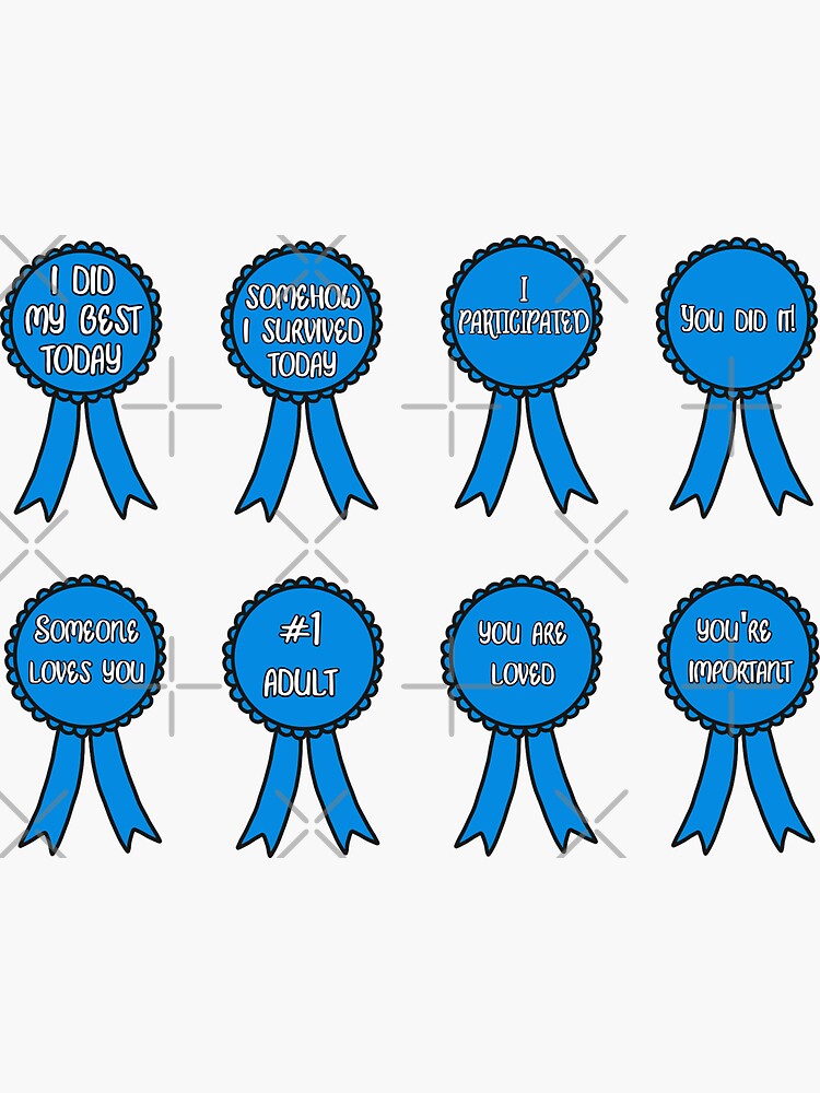 "blue motivational award pack" Sticker for Sale by funandquirky | Redbubble