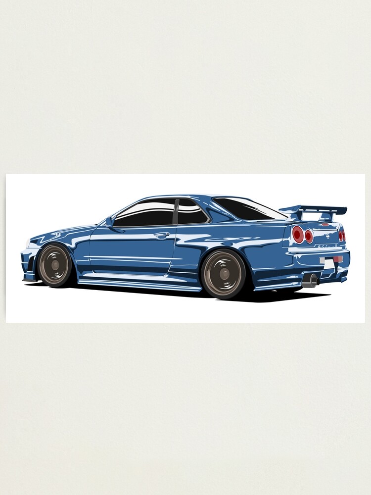 "Nissan GTR R34 Skyline" Photographic Print by AUTO-ILLUSTRATE | Redbubble