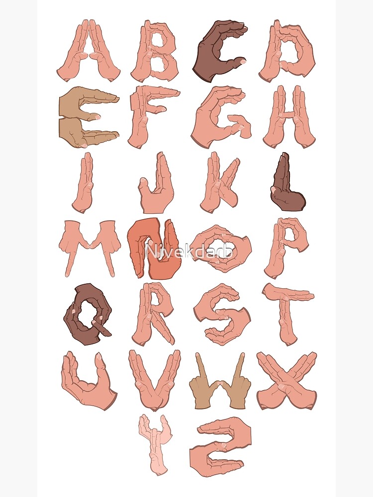 "Alphabet with Hands" Poster by Nivekdarb | Redbubble