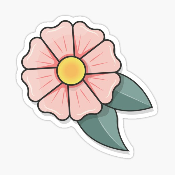 "Cute pink flower illustration" Sticker by alba4design | Redbubble