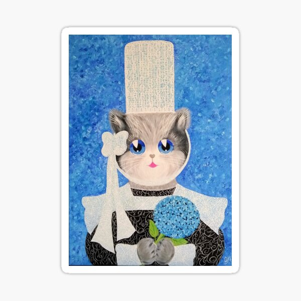 "Acrylic painting "Breton Cat Enora" on cotton canvas." Sticker for ...