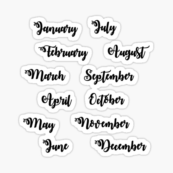 "Months of the Year" Sticker for Sale by -yukti- | Redbubble
